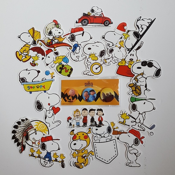 Peanuts | Other | Peanuts Snoopy Stickers And Pins | Poshmark
